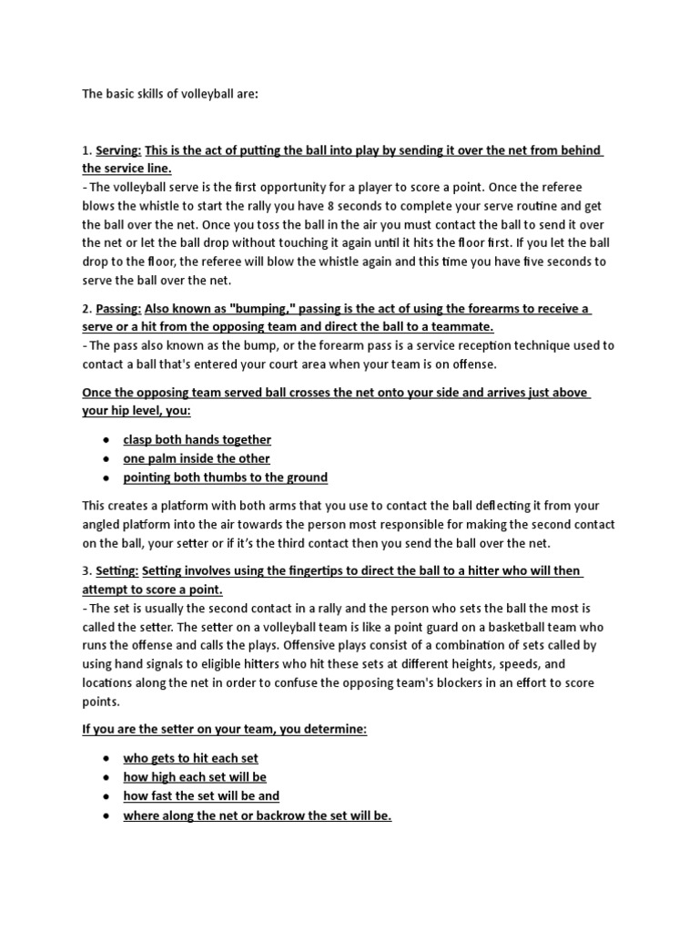Basic Skills of Volleyball Report | PDF | Volleyball | Athletic Sports