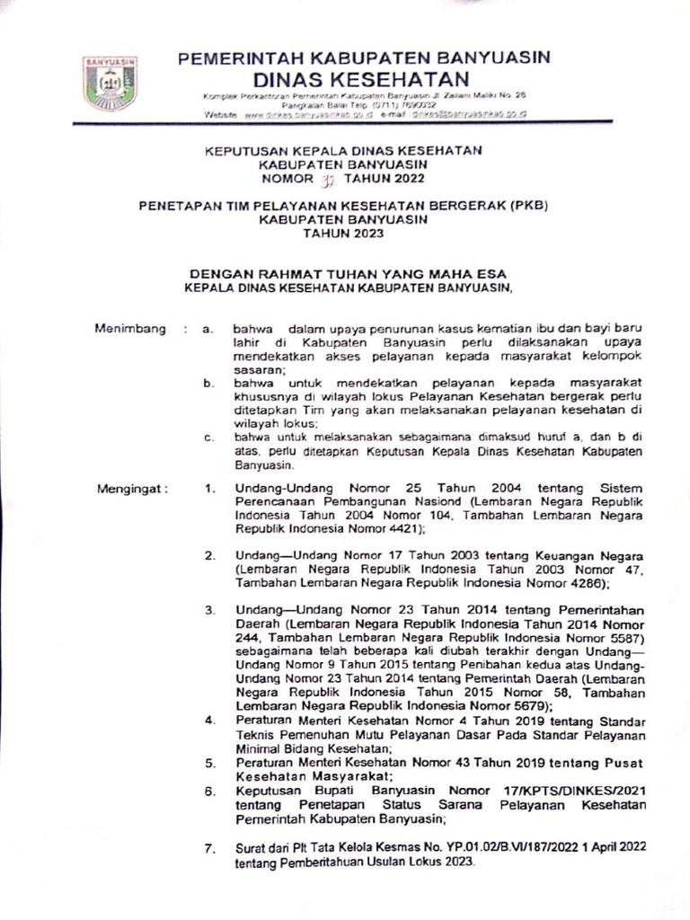 SK TIM PKB THN 2023 | PDF