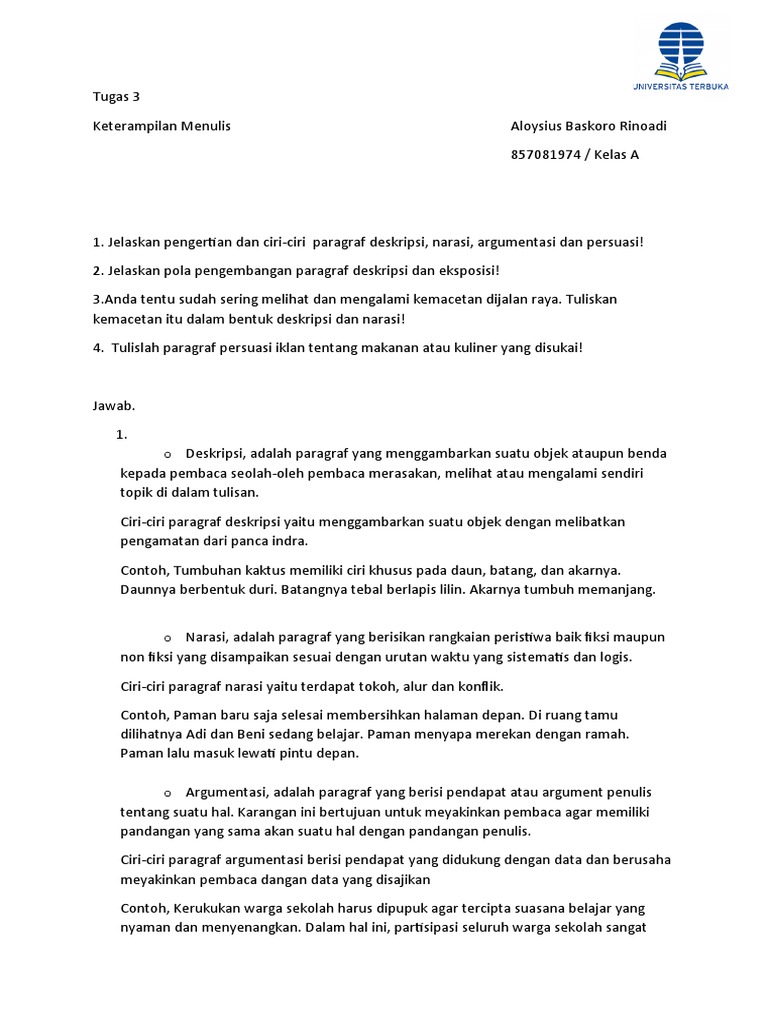 Tugas 3 Keterampilan Menulis | PDF | Kajian Bahasa Asing