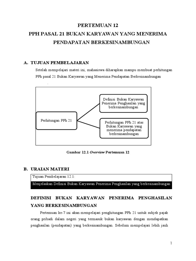 Pert. 12 PPH Pasal 21 Bukan Karyawan Yang Menerima Pendapatan Berkesinambungan | PDF