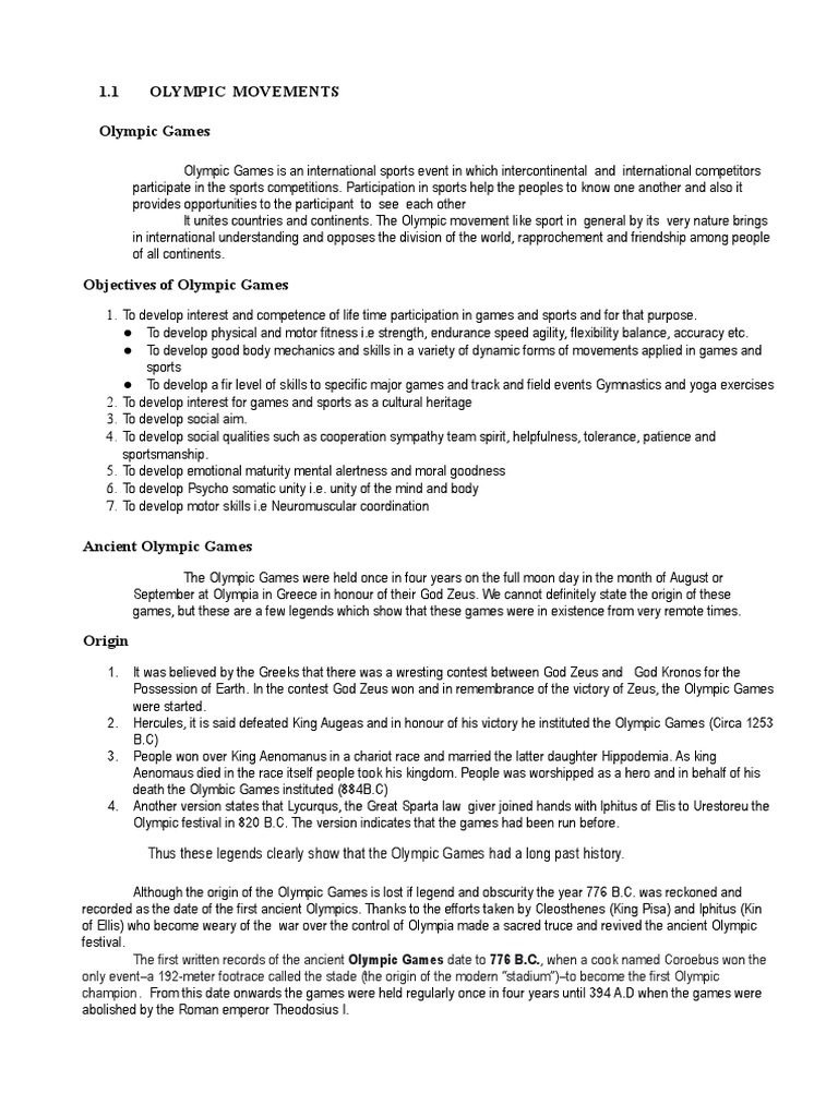 Lesson 1 Olympic Games | PDF | Olympic Games | Multi Sport Events