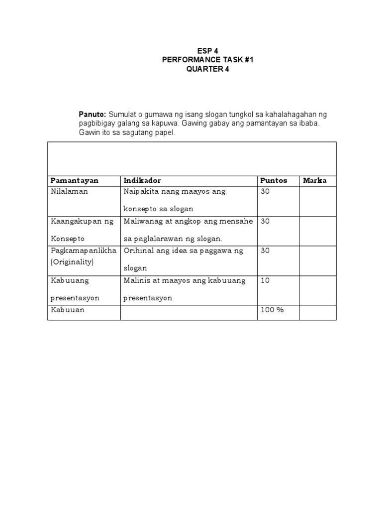 Performance Task #1 Esp | PDF