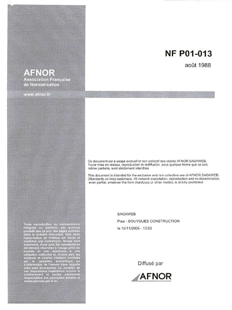 Norme NF P01-013 Essais Des Gardes-Corps Méthodes Et Critéres | PDF
