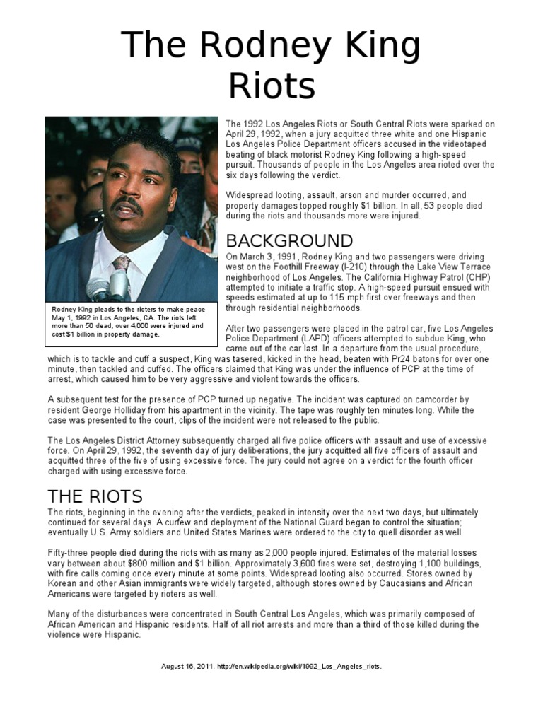 The Rodney King Riots | PDF | Law Enforcement | Crime & Violence