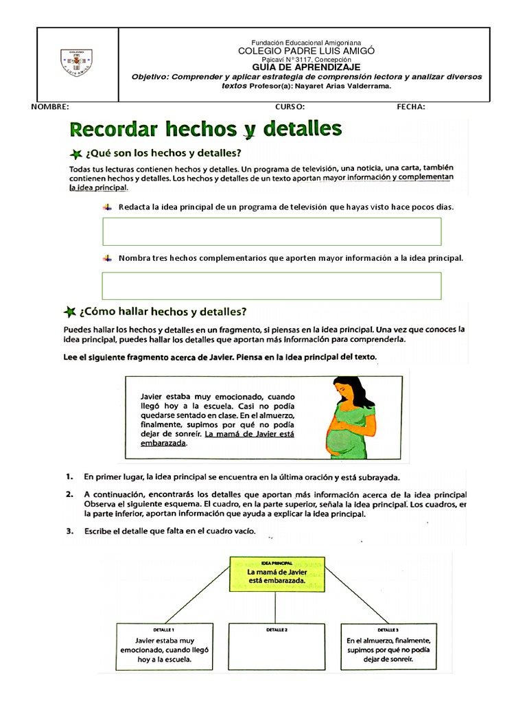 Hechos y Detalles en Comprensión Lectora | PDF | Cognición | Ciencia ...