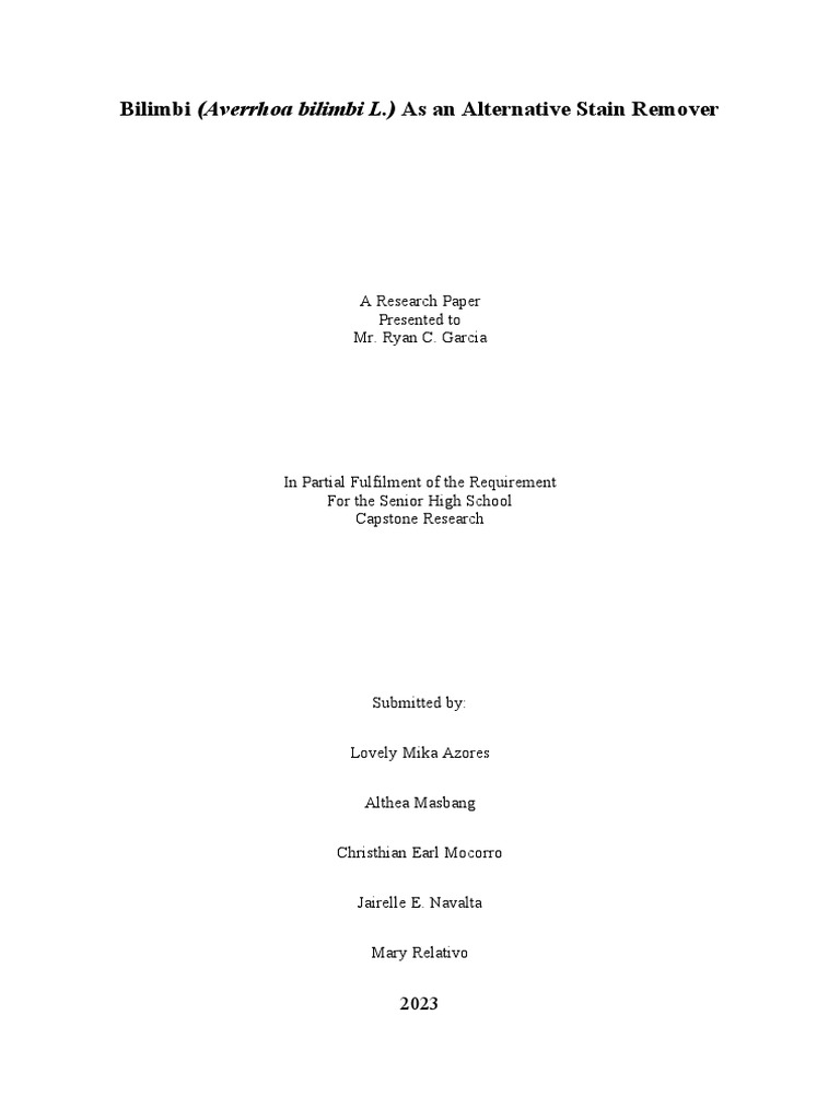 Alternative Stain Remover Chapter 1 | PDF | Acid | Bleach