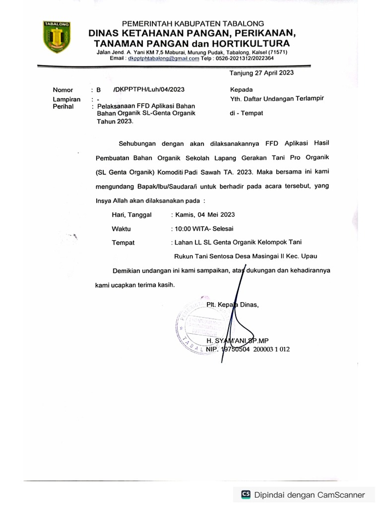 Daftar Undangan Pelaksanaan FFD | PDF