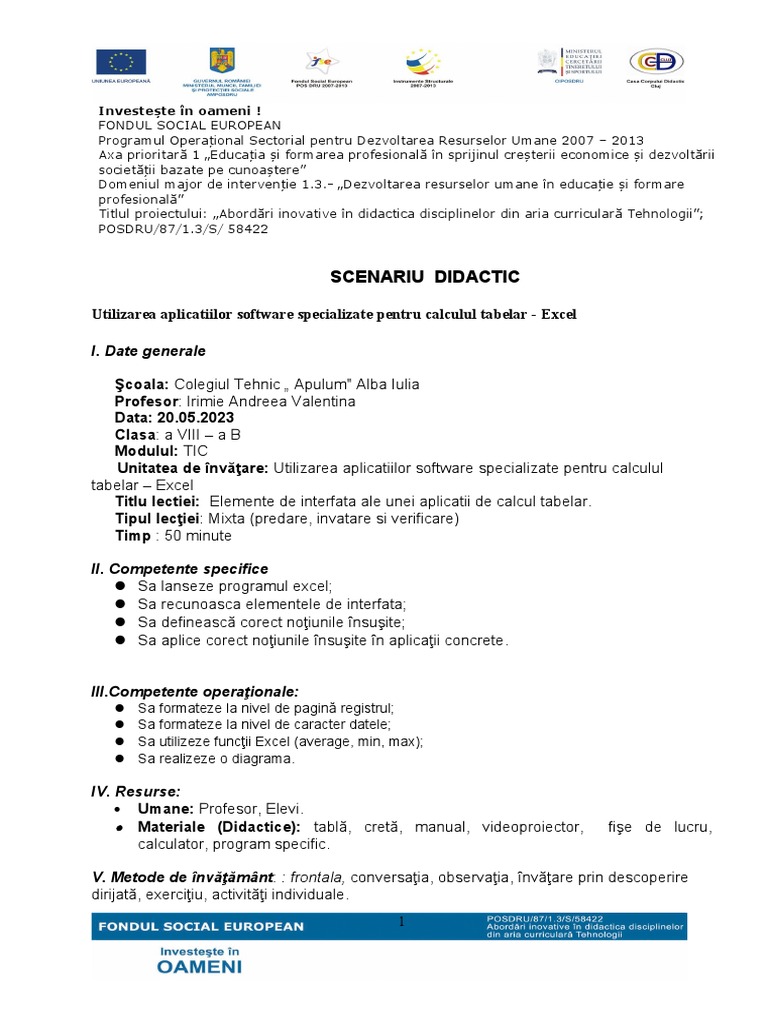Scenariu Didactic | PDF