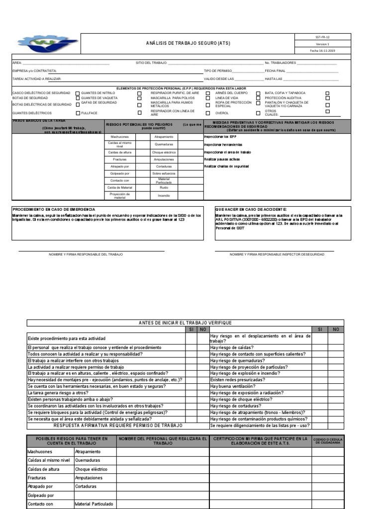 Formatos ATS | PDF | Seguridad y salud ocupacional | Primeros auxilios