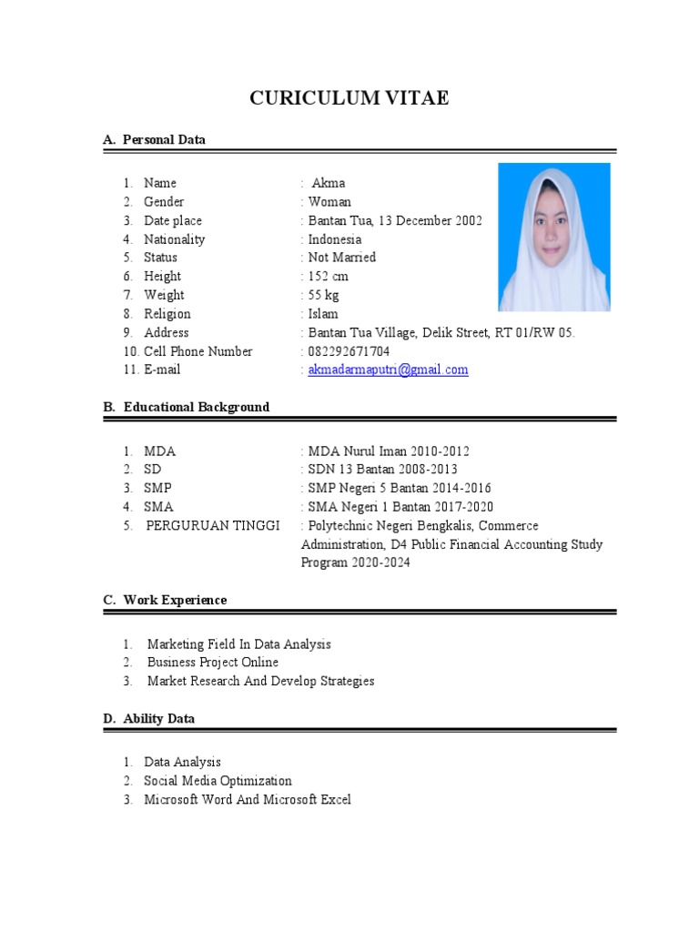Akma-Akp 6a-Curiculum Vitae (CV) and Grammar Formal Letter | PDF