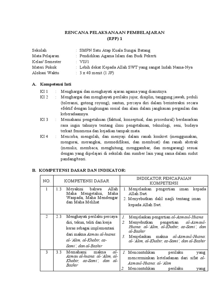 1 - Asmaul Khusna-Iman Kepada Alloh SWT | PDF