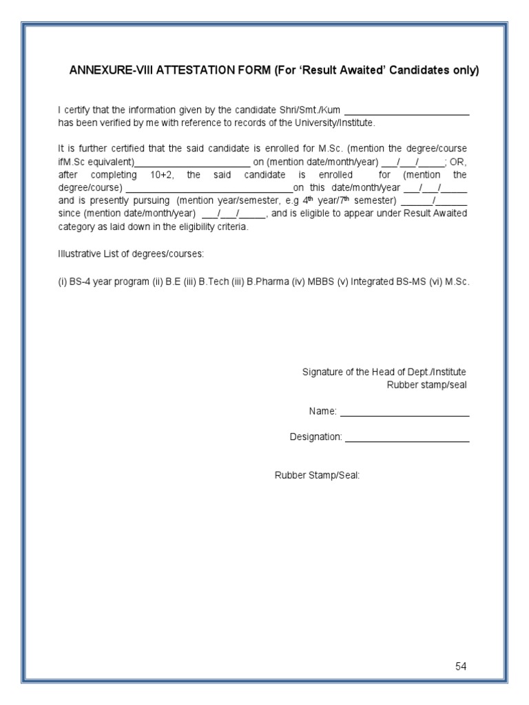 Result Awaited Form | PDF