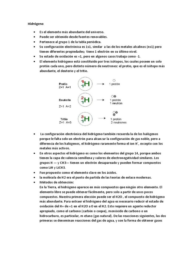 Hidrógeno | PDF | Hidrógeno | Compuestos químicos