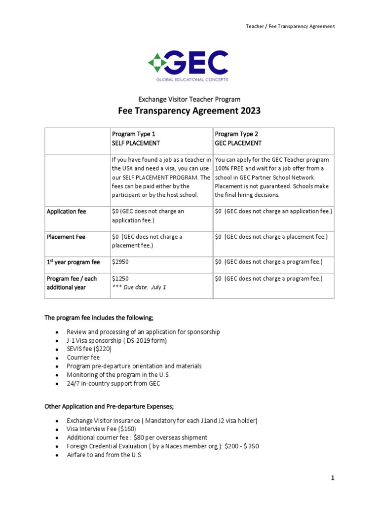 Fee Transparency Agreement 2023 v1022 | PDF