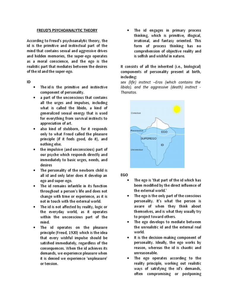Freud S Psychoanalytic Theory Pdf Id Psychological Theories