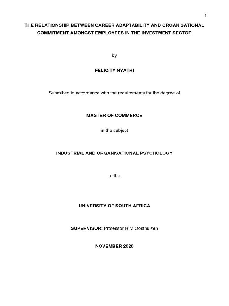 Dissertation Felicity Nyathi 2020 Relationship Between Career ...