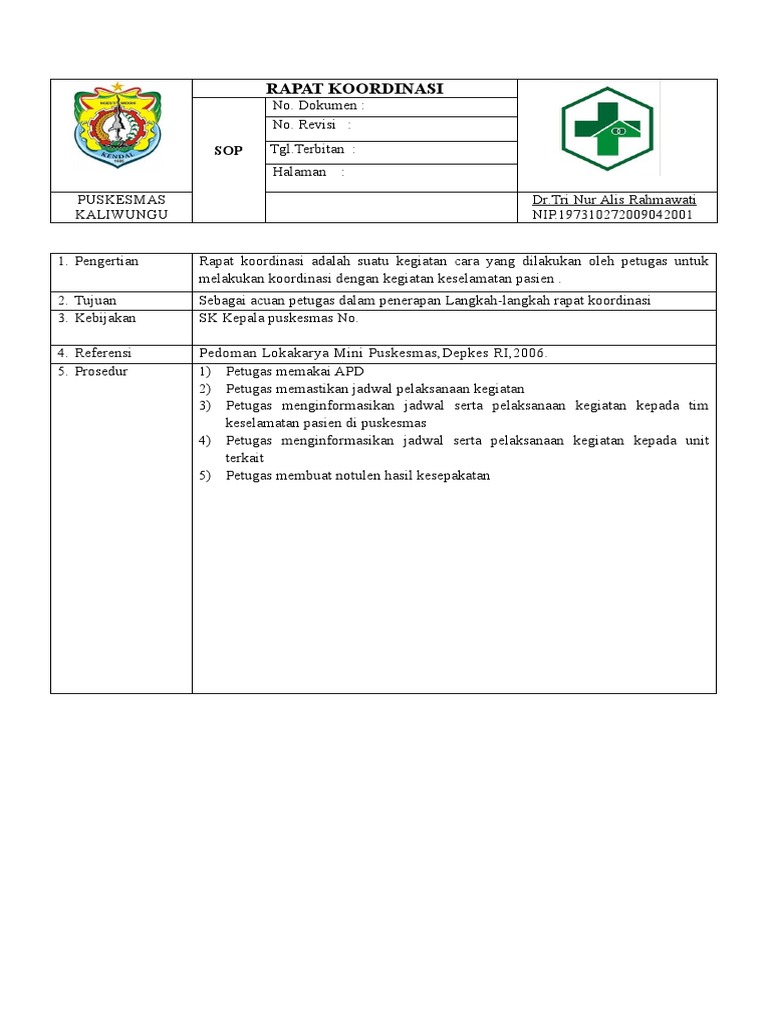Sop Rapat Koordinasi | PDF