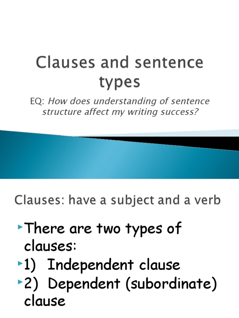 Clauses and Sentence Types Lesson | PDF | Linguistics | Grammar