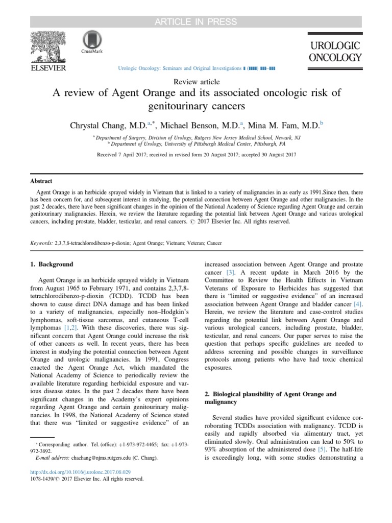 Chang 2017 | PDF | Agent Orange | Cancer