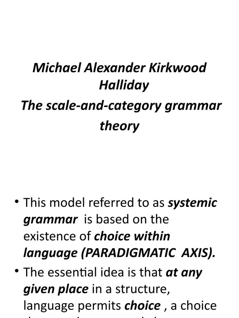 Halliday's Scale-and-Category Grammar | PDF | Phrase | Word