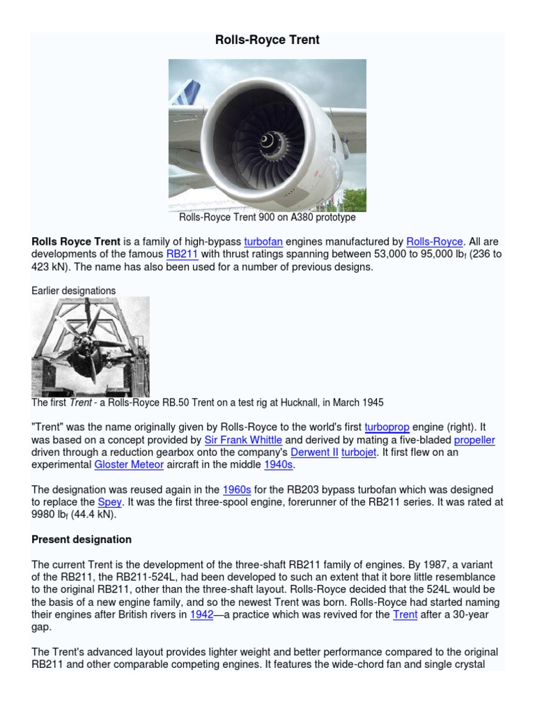 Rolls Royce Trent | PDF | Rotating Machines | Transport