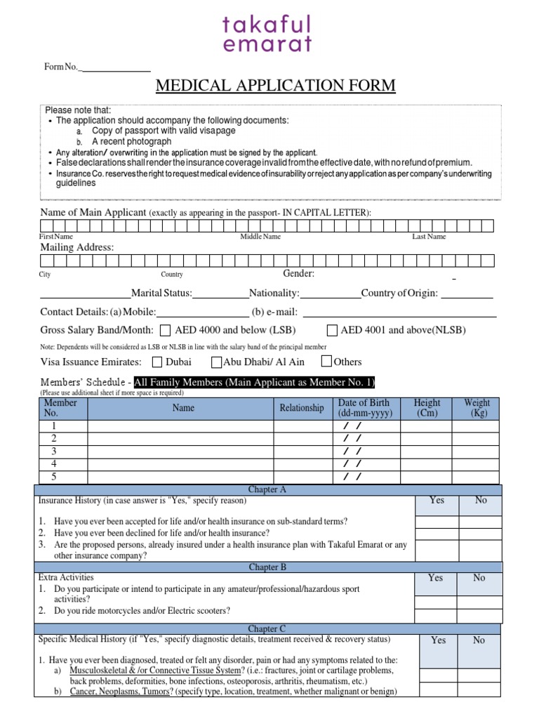 Medical Application Form - June 30 2022 | PDF | Insurance | Neoplasms