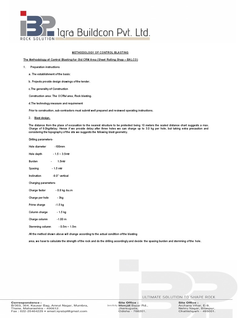 Methodology of Control Blasting | PDF | Physical Sciences