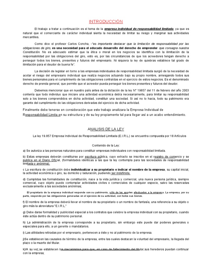 EIRL | PDF | Bienes (Ley) | Propiedad