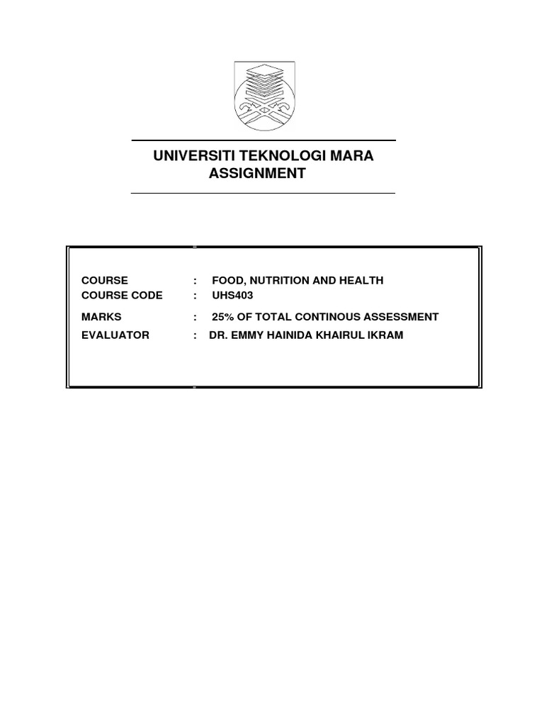 Assignment - Poster EPJJ UHS403 | PDF | Diet (Nutrition) | Diet & Nutrition
