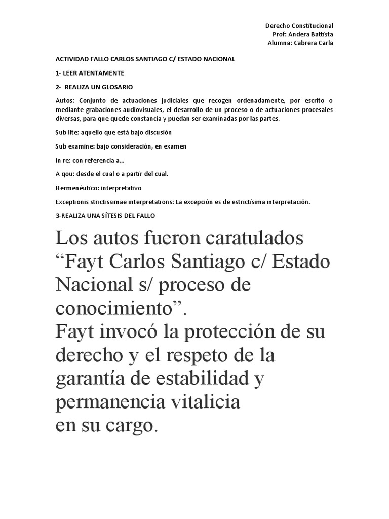 Actividad Fallo Carlos Santiago C | PDF | Juez | Ley Pública