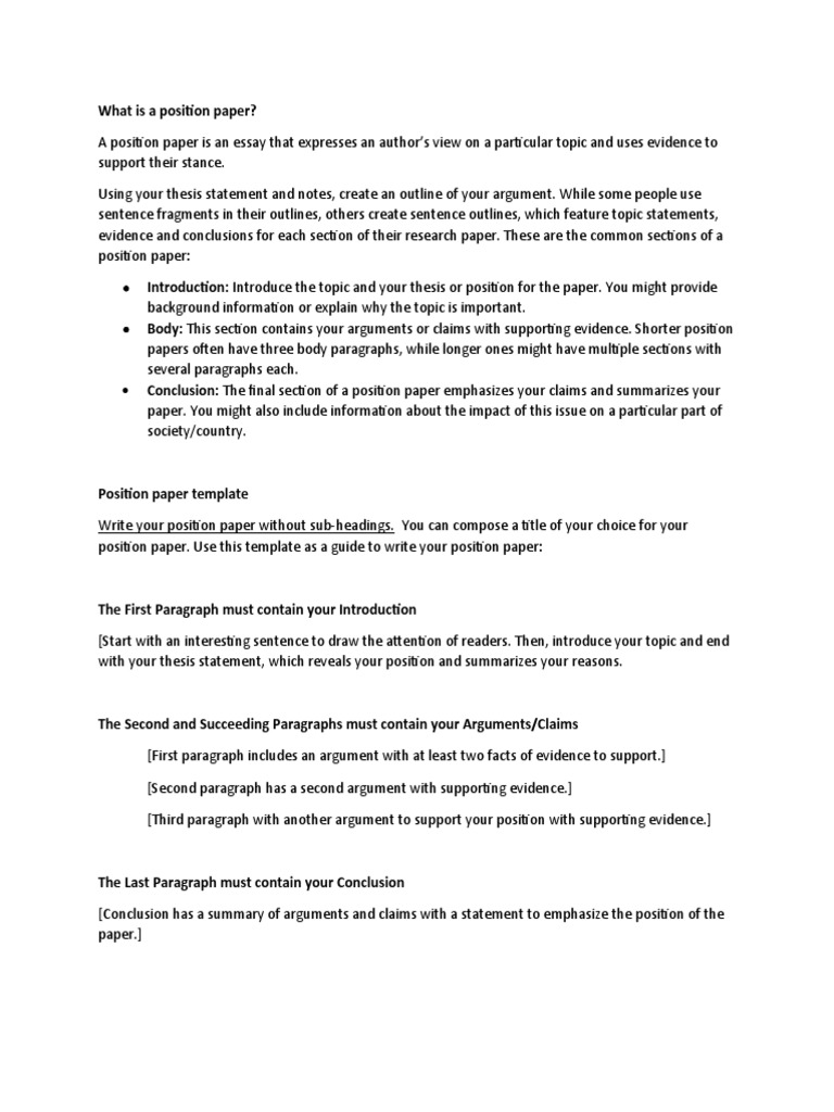 Understanding Position Papers: Structure & Tips | PDF