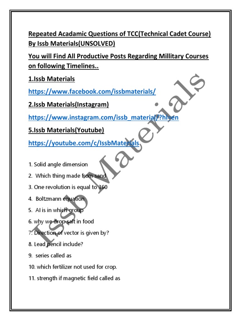 TCC Unsolved Academic Questions List | PDF | Electromagnetic Induction ...