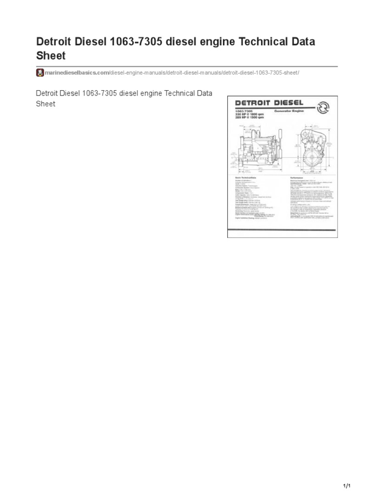 Detroit Diesel 1063-7305 Diesel Engine Technical Data Sheet | PDF