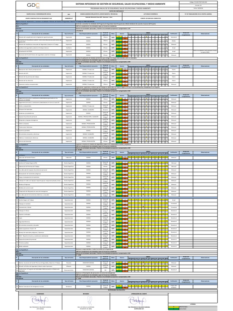 FO - gdc-PSST-001 Programa Anual de SST - Versión 1 | PDF | Presupuesto