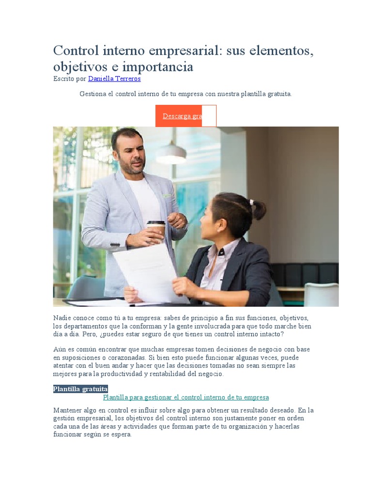 Control Interno Empresarial: Claves y Beneficios | PDF | Auditoría ...