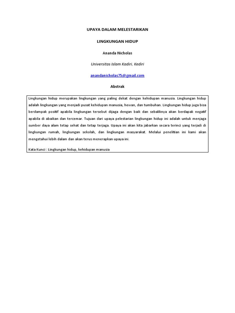 Artikel Pelestarian Lingkungan - S | PDF