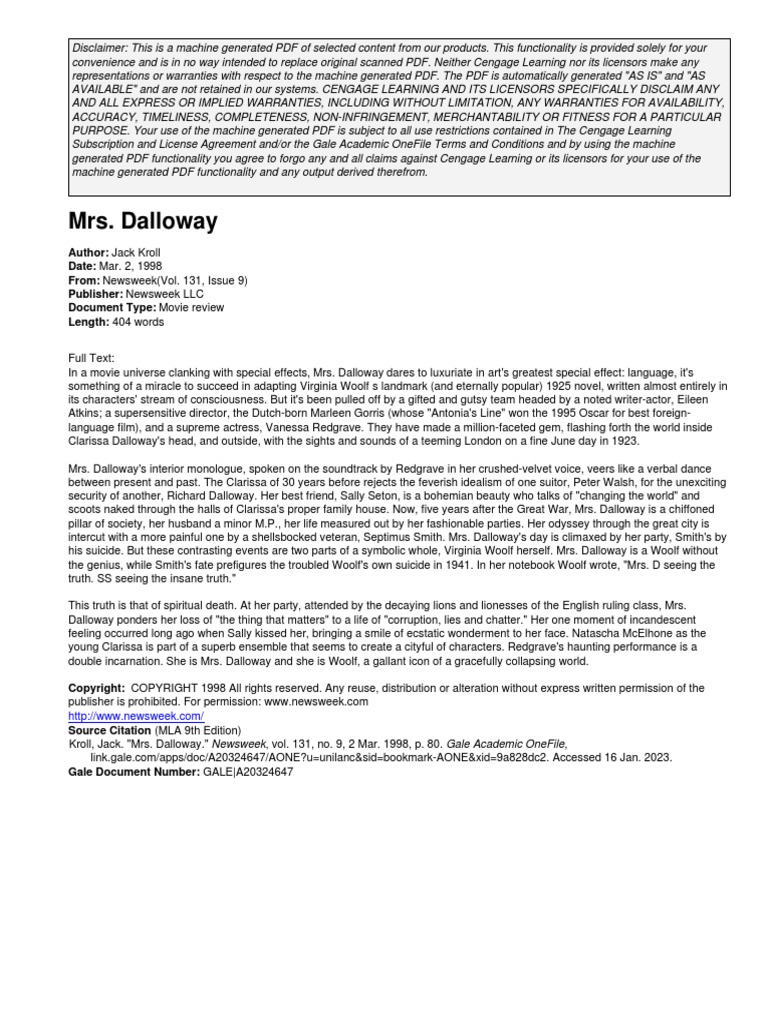Mrs Dalloway | PDF | Mrs Dalloway
