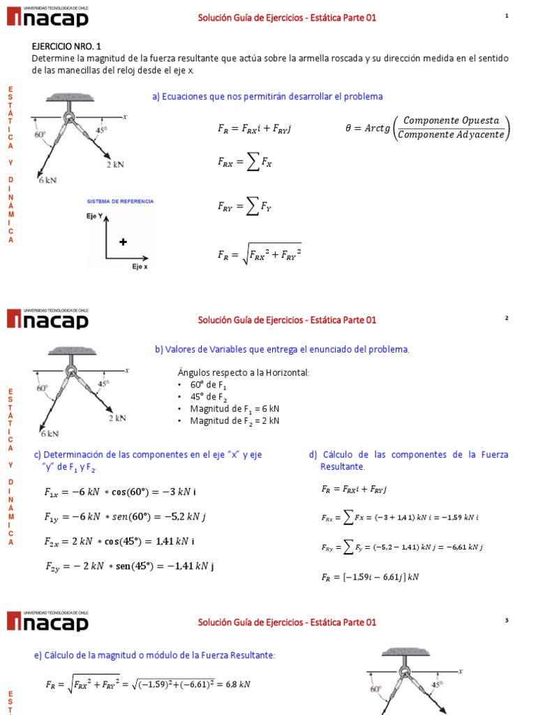 07 Solución Ejercicio - Estática Parte 01 | PDF | Ecuaciones | Mecanica clasica