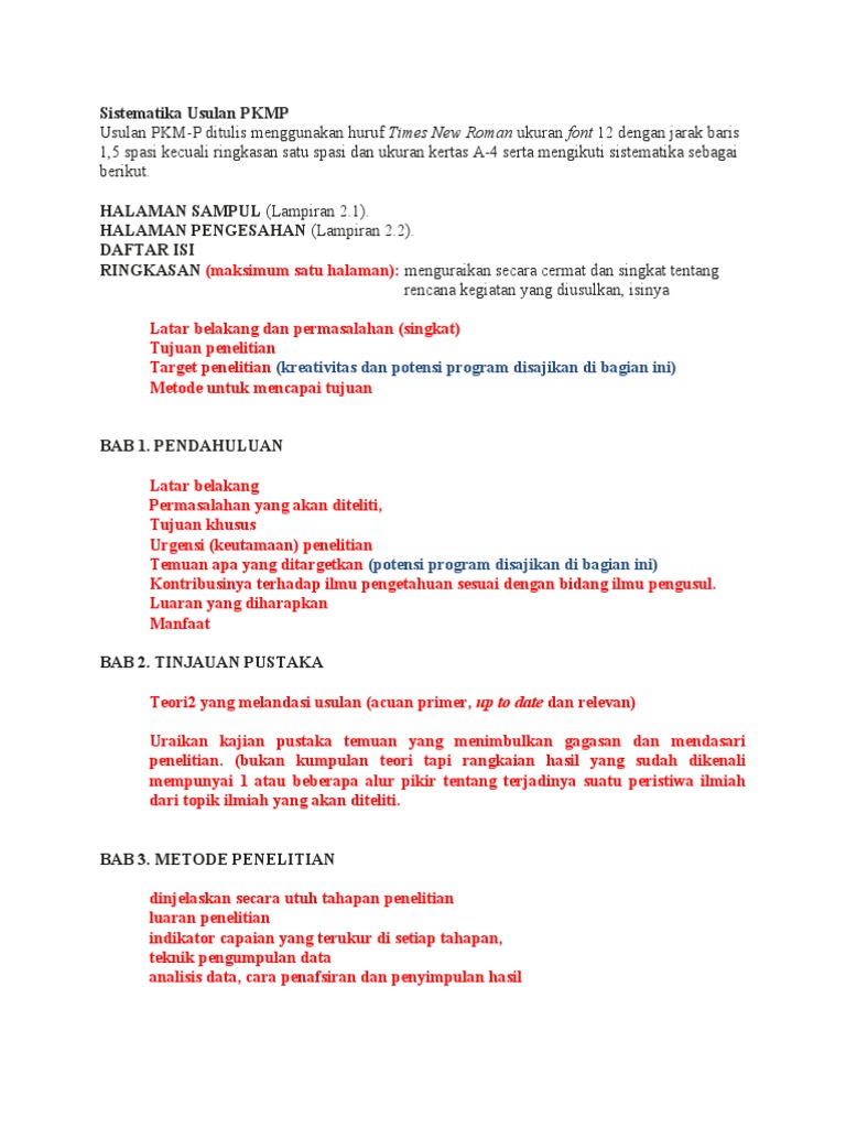 Sistematika Usulan PKMP | PDF