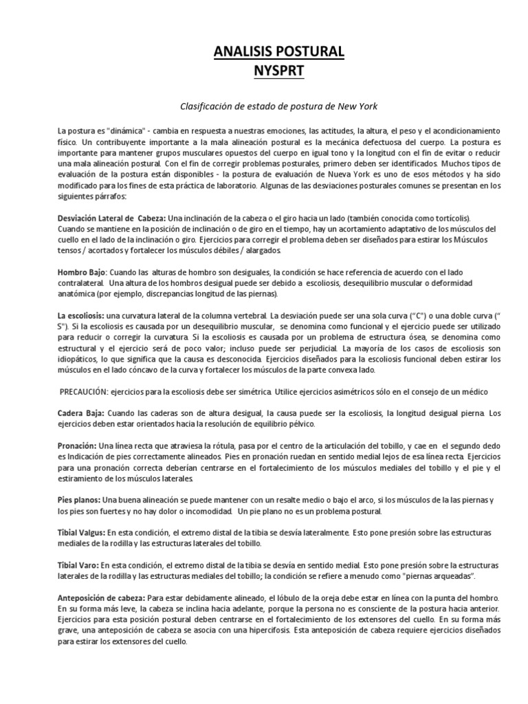 10 NY+New+York+State+Posture+Rating+Test Word | PDF | Escoliosis | La ...