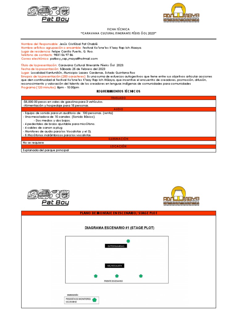 Ficha Caravana Cultural Itinerante Péeks Óol 2023 | PDF