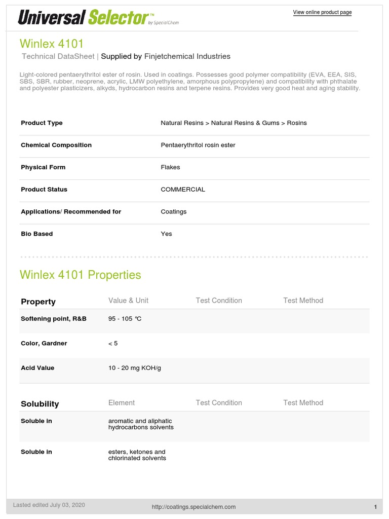 Winlex 4101 - Finjetchemical Industries | PDF