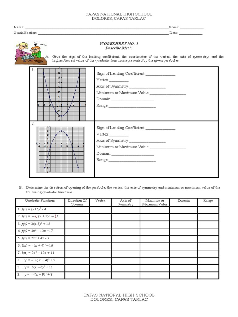 Quadratic Function Activities | Download Free PDF | Differential ...