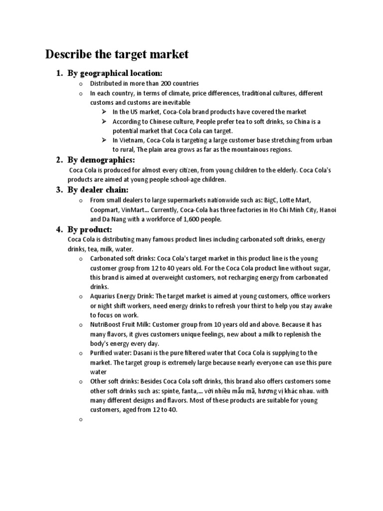 Target Market | PDF | The Coca Cola Company | Drink