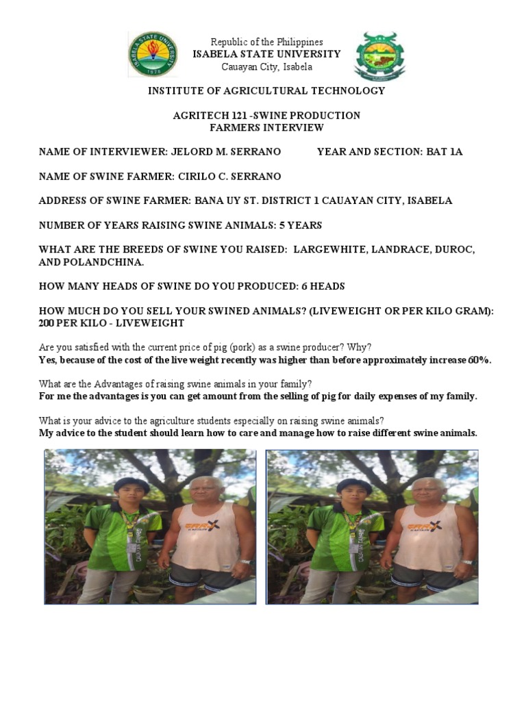 Swine Production Farmers Interview | PDF