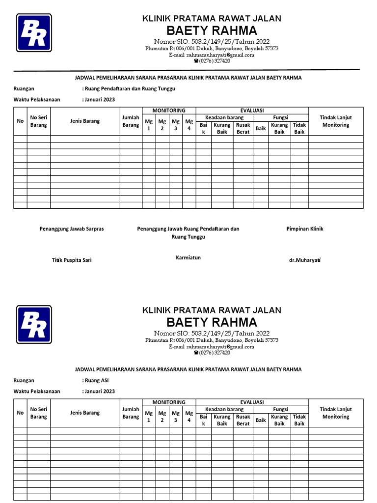 Bukti Pemeliharaan Sarpras | PDF
