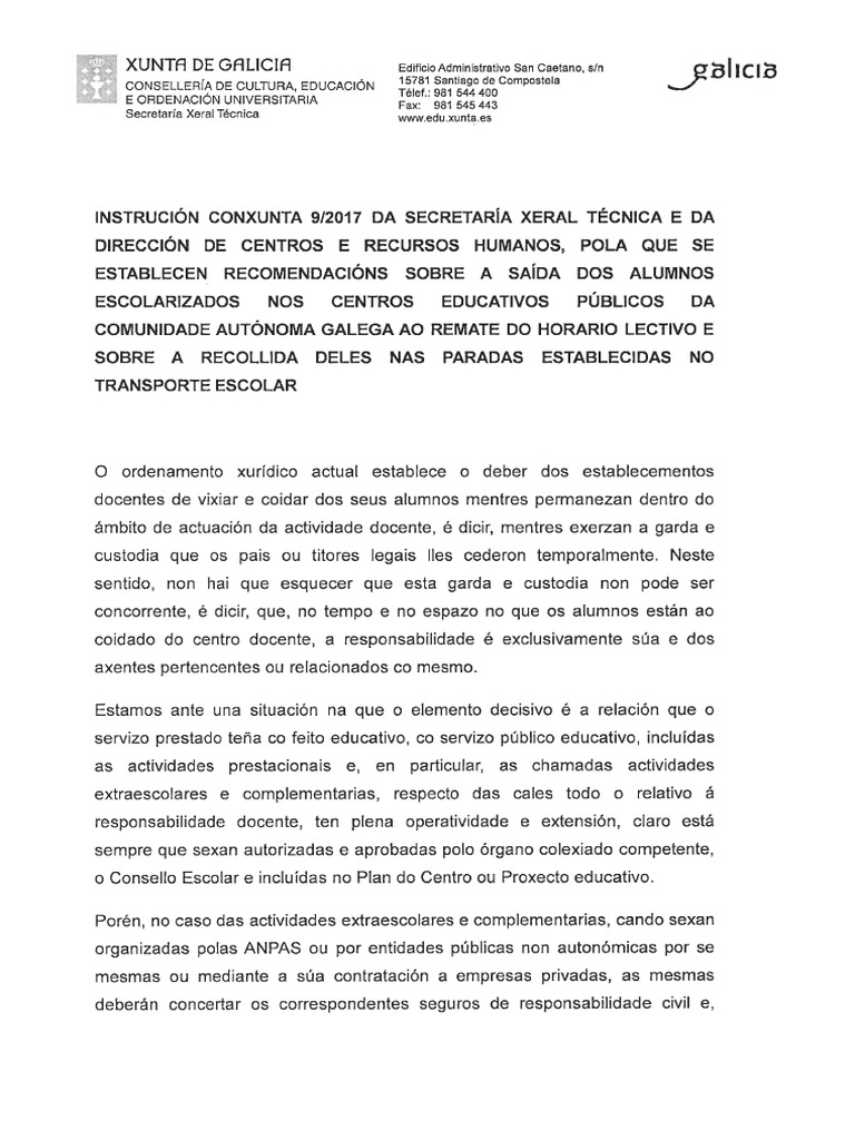 Instrucción 9 - 2017 Saída Alumnos | PDF