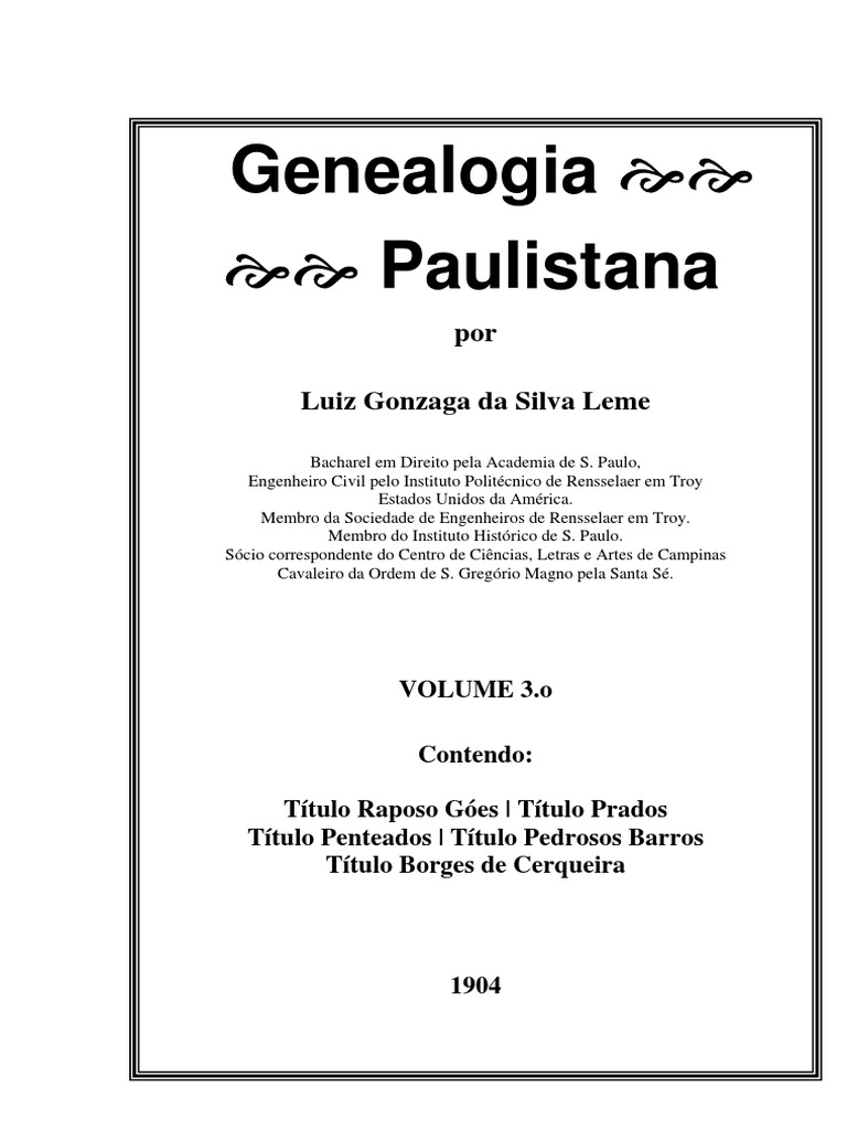 Genealogia Paulistana: Volume 3 | PDF