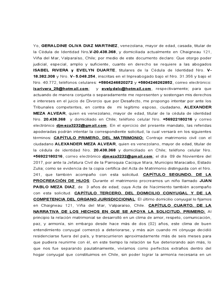 Poder Divorcio - Proteccion | PDF | Divorcio | Matrimonio