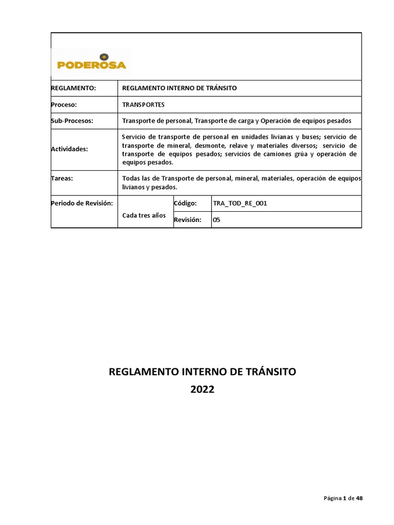 Reglamento Interno de Transito (RITRA) | PDF | Licencia de conducir ...
